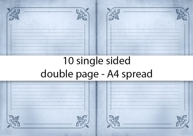 Vintage Blue Digital Backgrounds for Junk Journals - Etsy