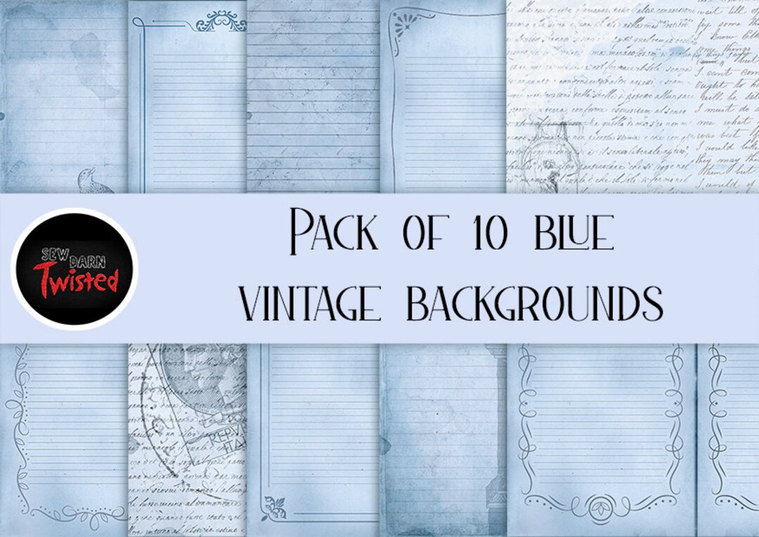 Vintage Blue Digital Backgrounds for Junk Journals - Etsy