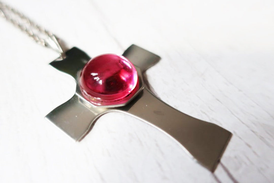 Vintage 60s Cross Stone Pendant - Etsy