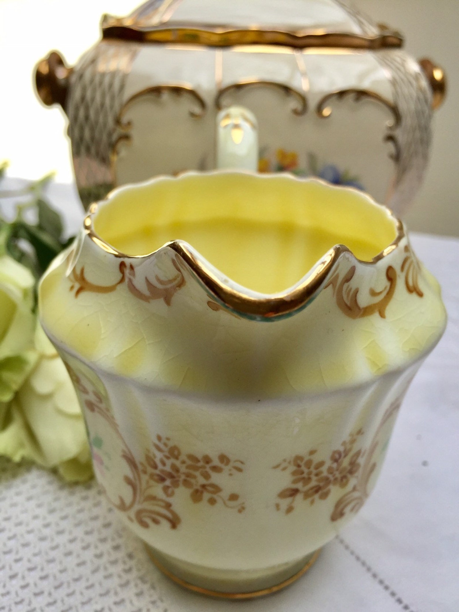 Stunning Floral Vintage Crown Staffordshire Creamer | Etsy