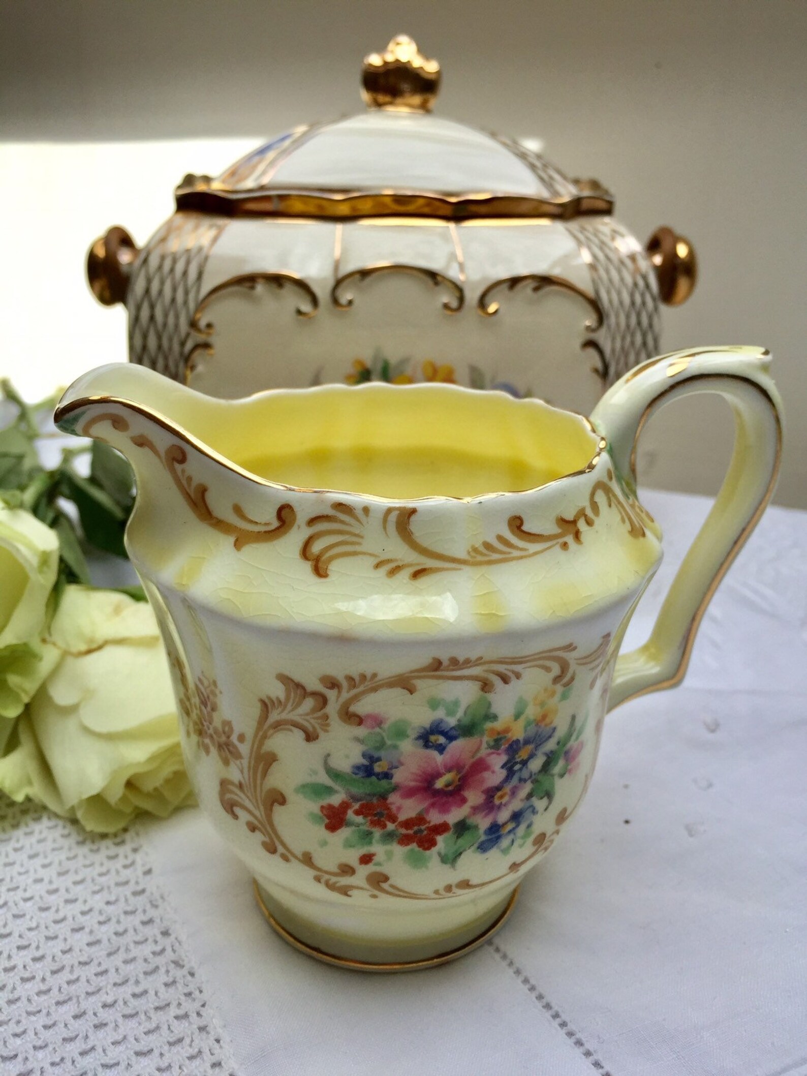 Stunning Floral Vintage Crown Staffordshire Creamer | Etsy