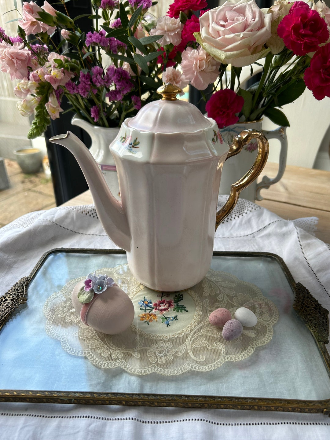 Pretty Pink Hand Painted Vintage Teapot - Etsy