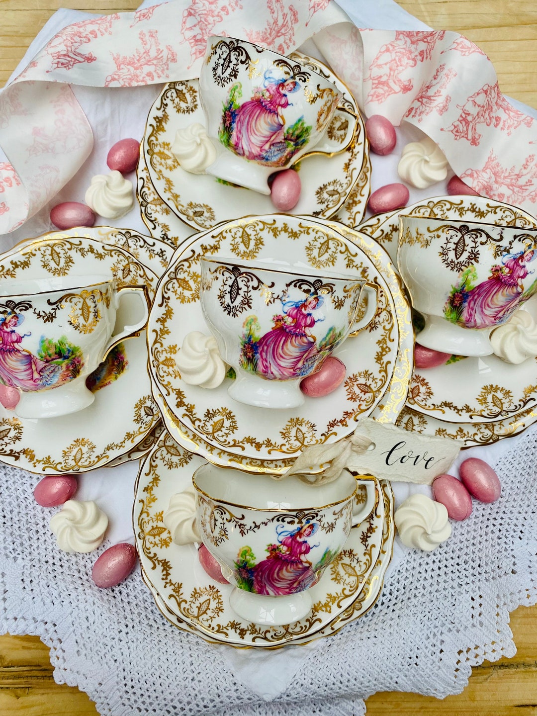 Beautiful Crinoline Lady Pinkie Vintage Teaset - Etsy Australia