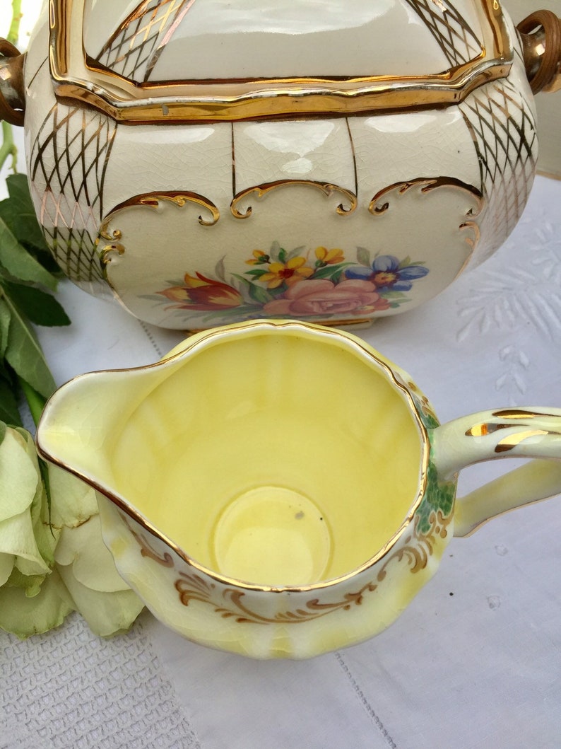 Stunning Floral Vintage Crown Staffordshire Creamer | Etsy