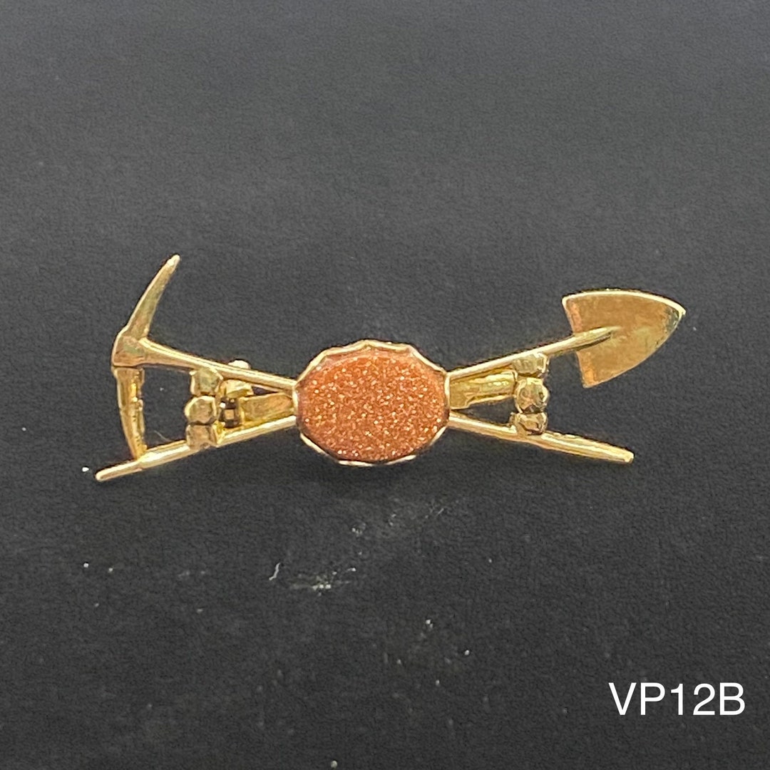 Vintage Goldstone Miner Pin - Etsy