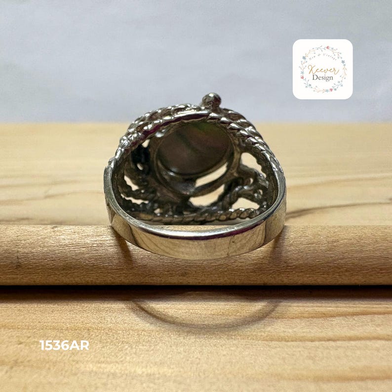 Vintage Abalone Ring, Silver Colored Rope Design - Etsy