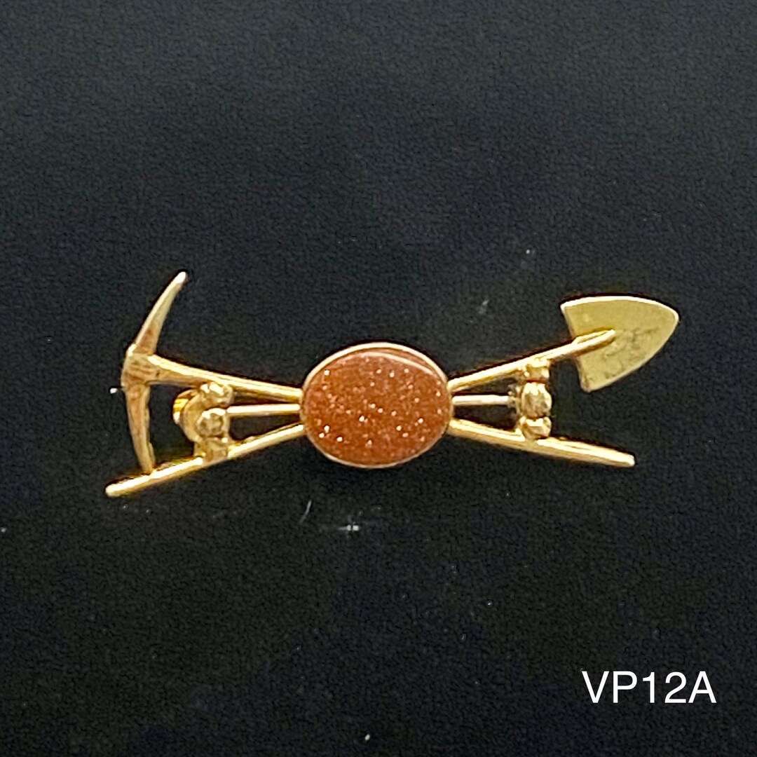 Vintage Goldstone Miner Pin - Etsy