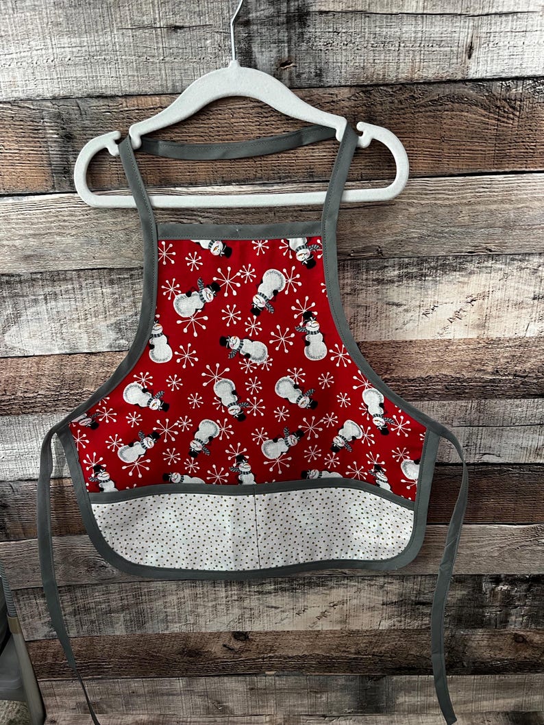 Apron, Toddler Christmas Chef Style Whimsical Snowmen and Snowflake’s ...
