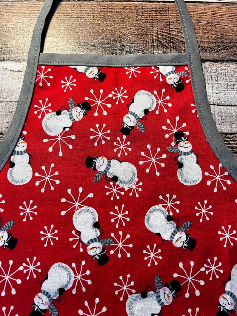 Apron, Toddler Christmas Chef Style Whimsical Snowmen and Snowflake’s ...