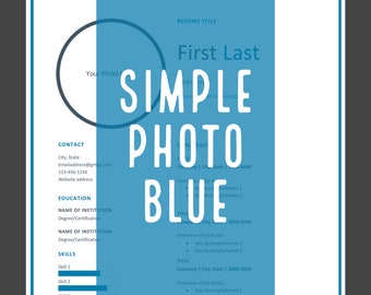 Simple Blue Resume Template - Etsy