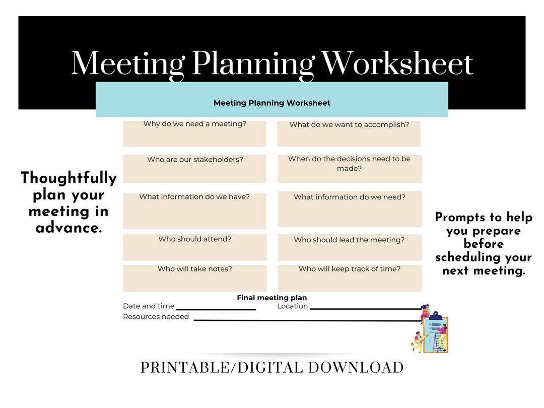 Printable Worksheet for Efficient Meeting Planning | PDF Download ...