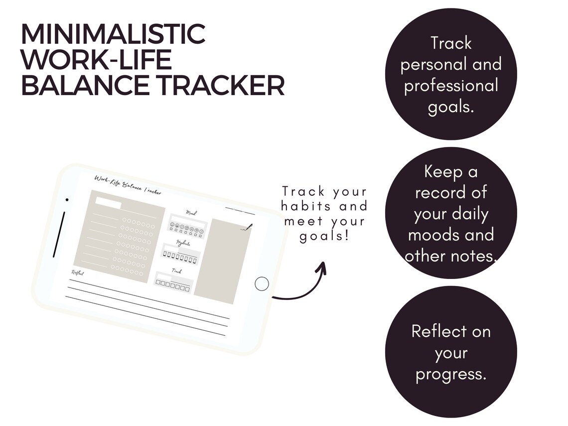 Minimalistic Work-life Balance Tracker Printable - Digital Download - Etsy
