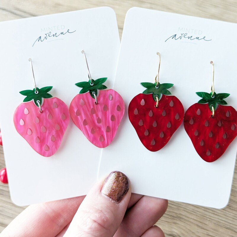 Strawberry Earrings - Etsy