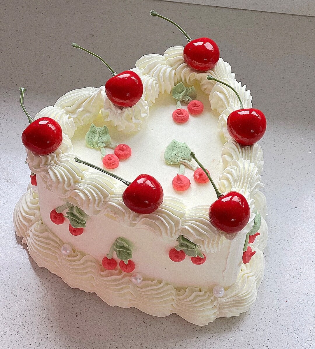 Fake Cherry Heart Cake - Etsy