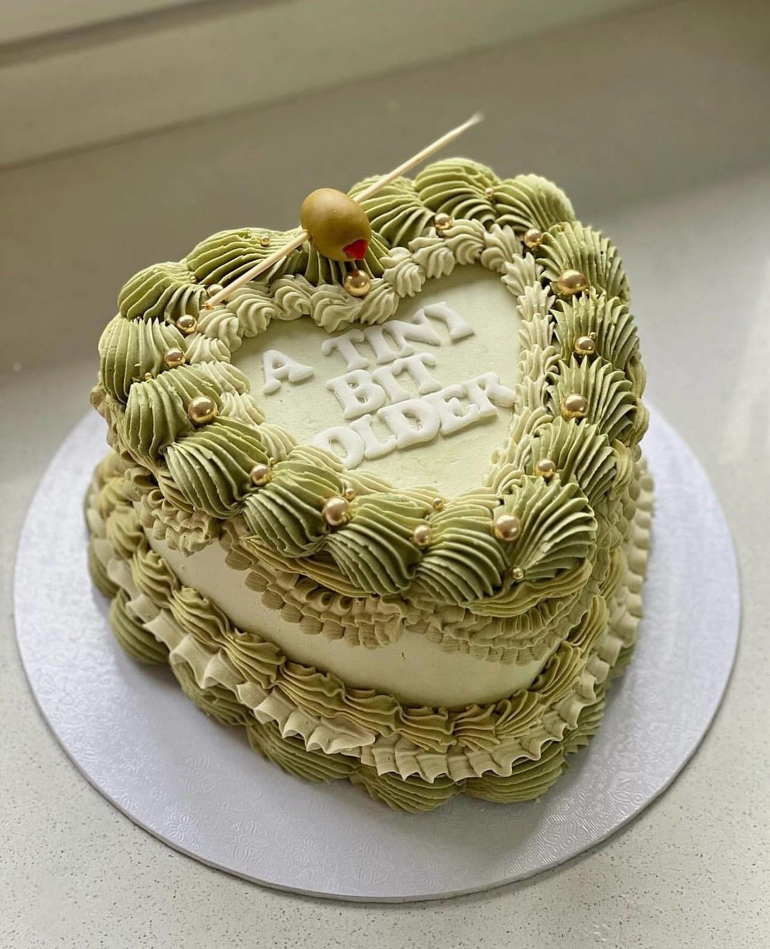 Fake Vintage Olive Heart Cake - Etsy