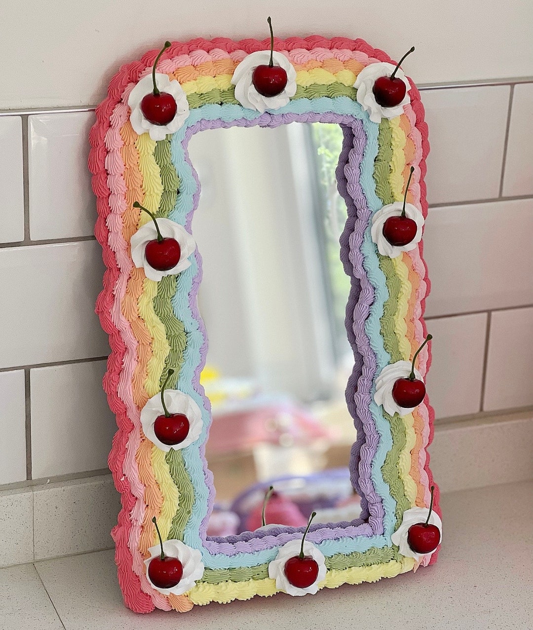 Rainbow Wavey Cherry Fake Cake Mirror - Etsy