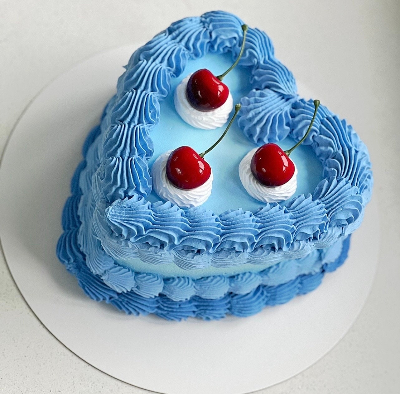 Fake Blue Cherry Heart Cake - Etsy
