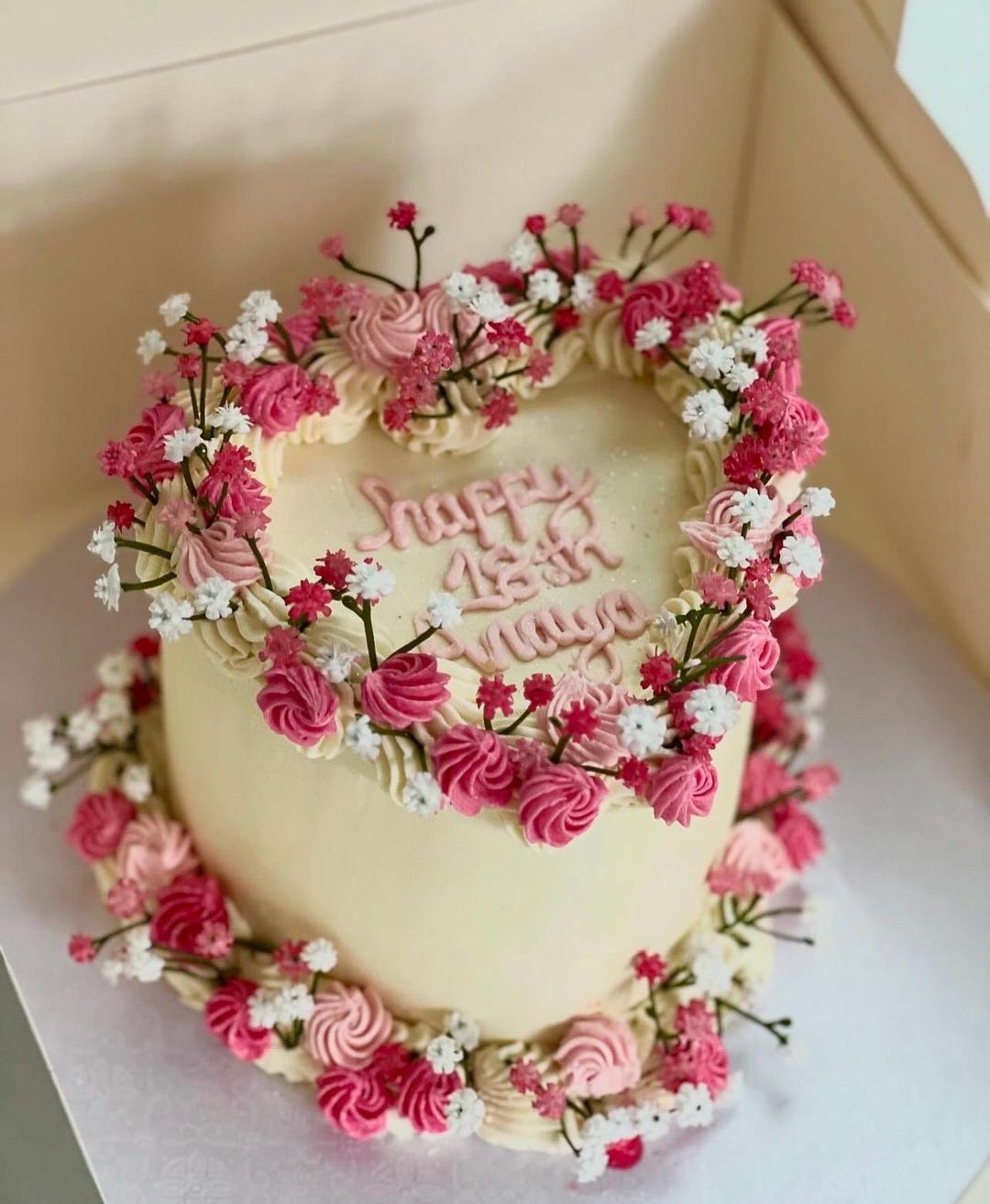 Fake Heart Cherry Cake With Flowers - Etsy