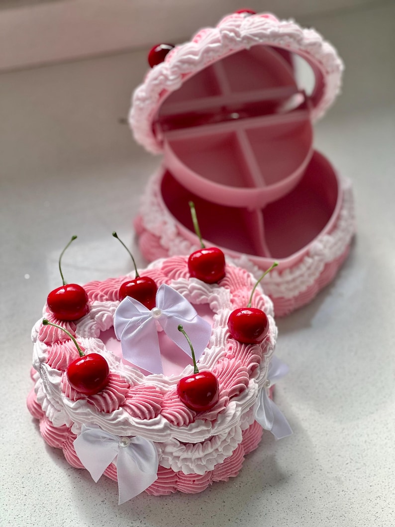 Fake Cake Jewellery Box With Cherries and Bows - Etsy UK