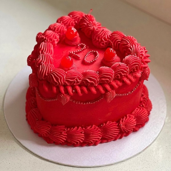 Red Fake Birthday Cake - Etsy