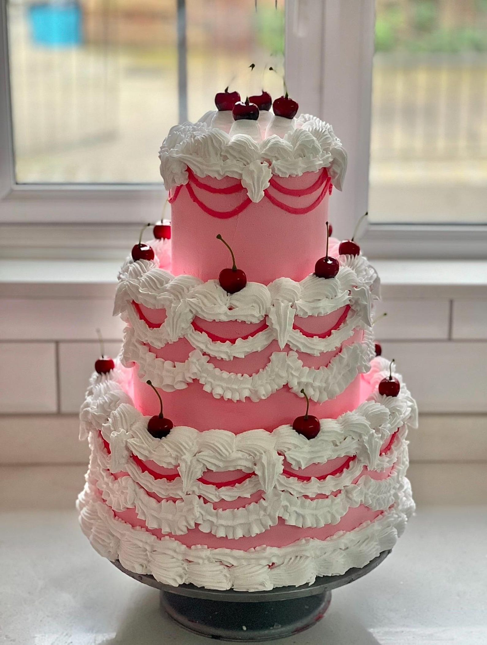 Three Tier Pink Vintage Fake Cake - Etsy