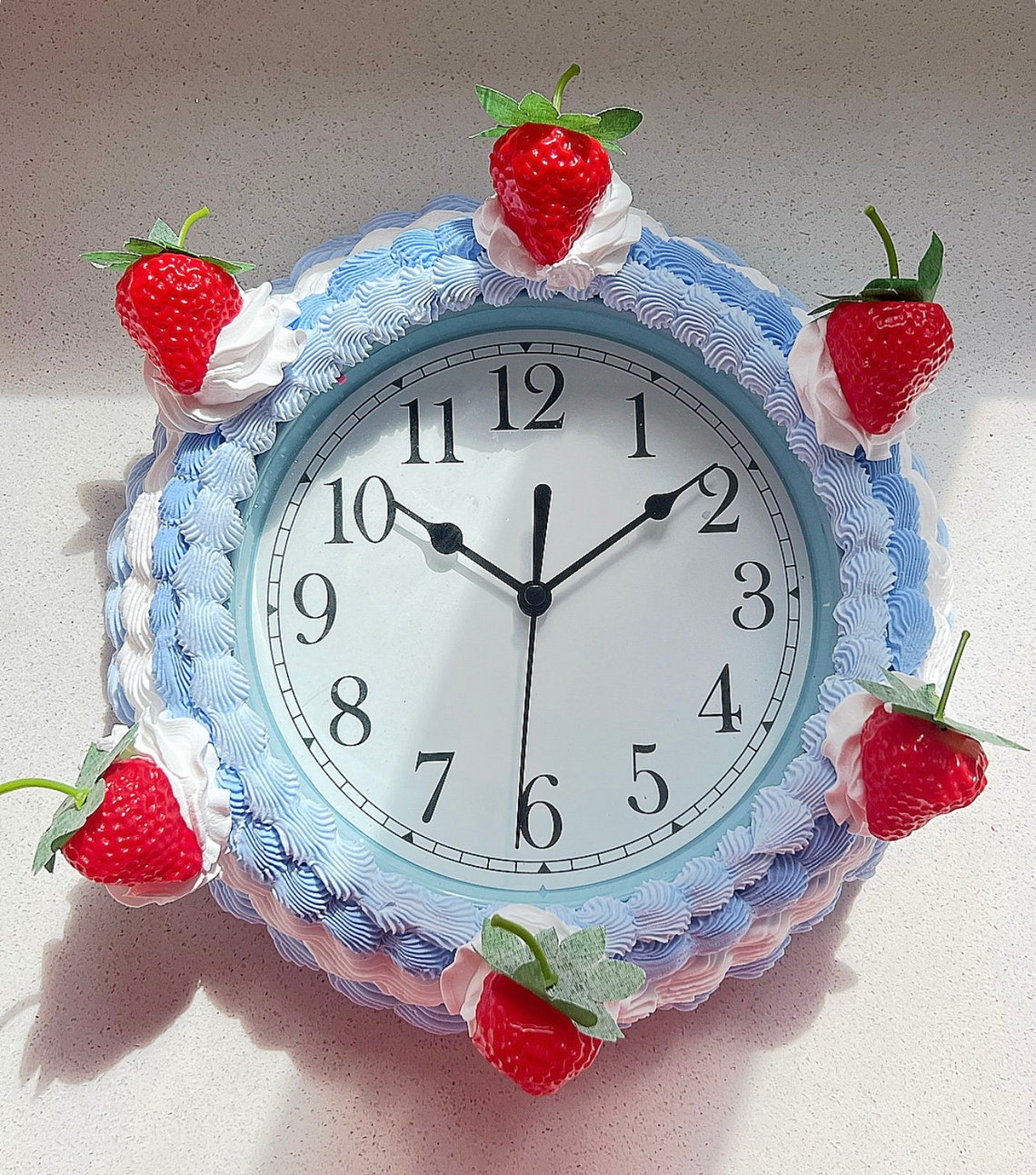 Strawberry Blue Cake Clock - Etsy