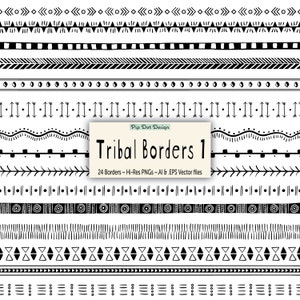 Seamless Tribal Borders and Vectors - "tribal Borders 1" Doodle ...