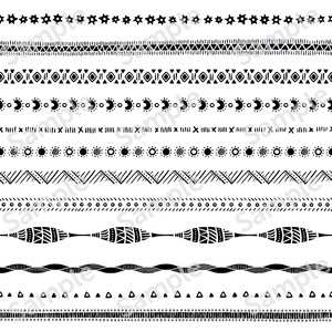 Seamless Tribal Borders and Vectors tribal Borders 2 Doodle, Clipart - Etsy
