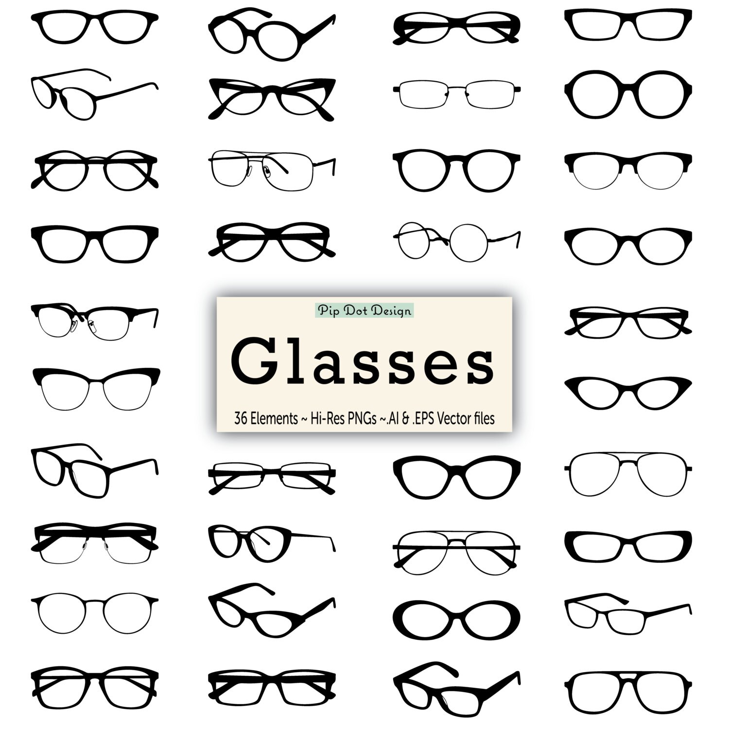 Glasses Silhouette Vector Clip Art - "glasses" Eyeglasses, Clipart ...