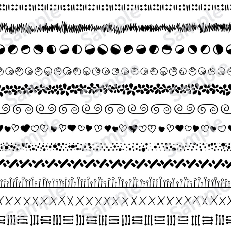 24 Seamless Doodle Borders and Vectors - "doodle Borders 1" Doodle ...