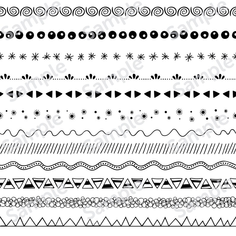 24 Seamless Doodle Borders and Vectors - "doodle Borders 1" Doodle ...