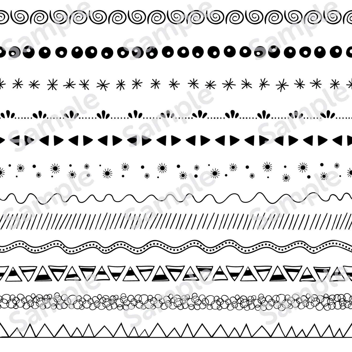 24 Seamless Doodle Borders and Vectors - "doodle Borders 1" Doodle ...