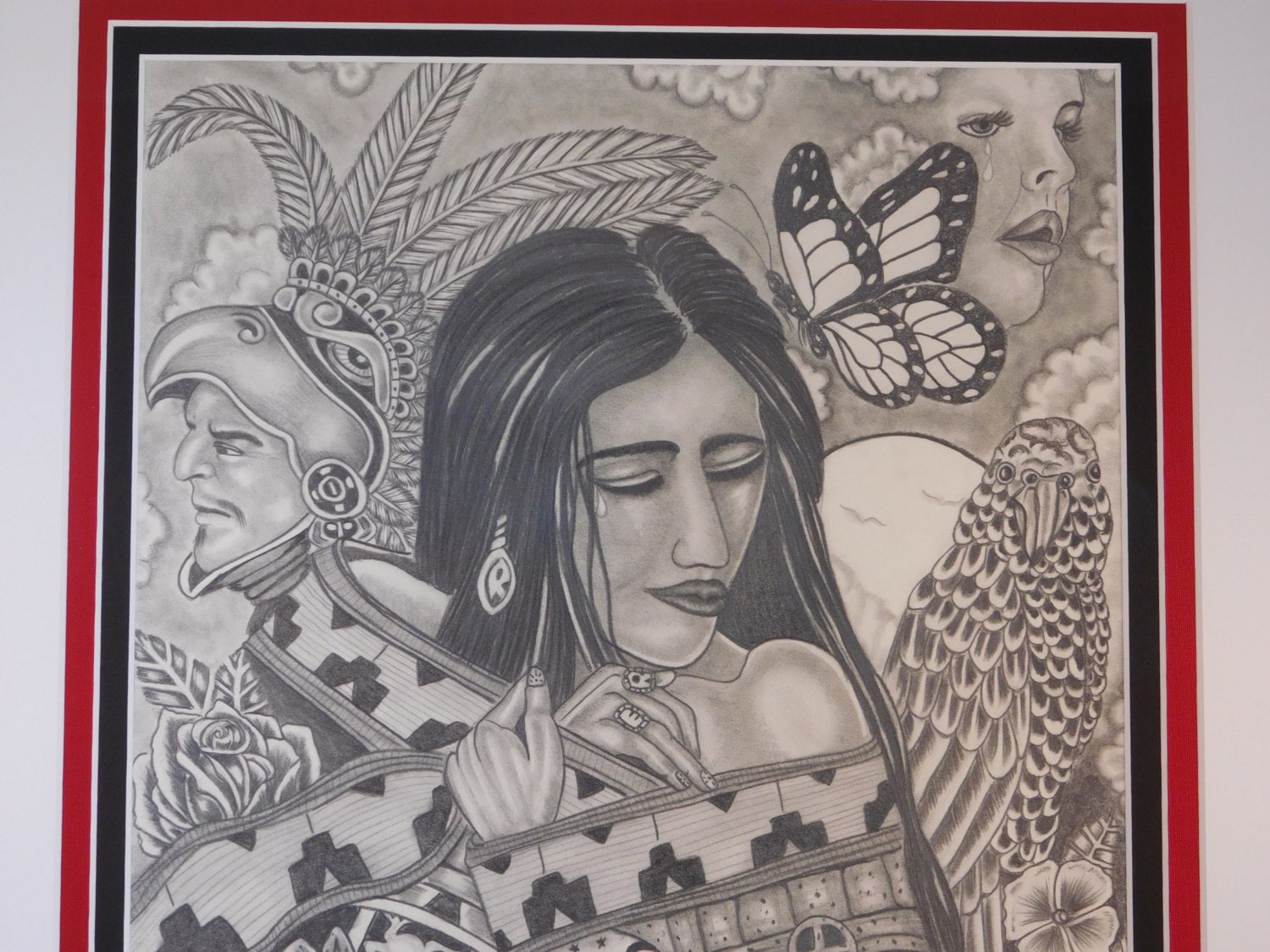 Aztec Woman Original Charcoal Drawing Artwork - Etsy