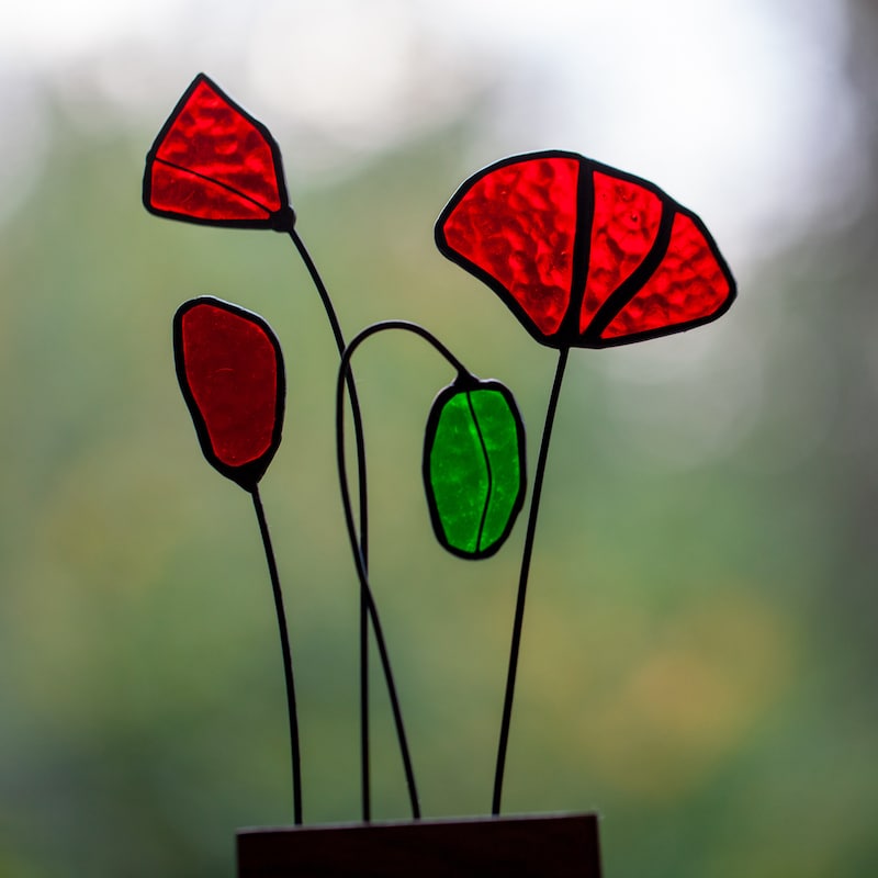 Stained Glass Poppy - Etsy