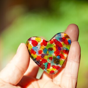 Rainbow Fused Glass Heart, Pocket Hug - Etsy