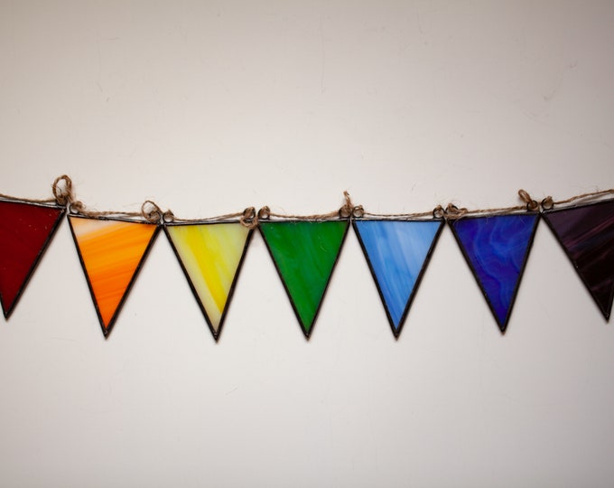 Stained Glass Rainbow Bunting Suncatcher - Etsy