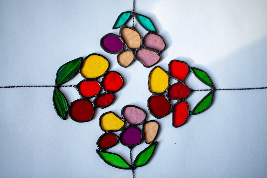 Hydrangea Stained Glass Suncatcher Floral Decor Window Hanging - Etsy