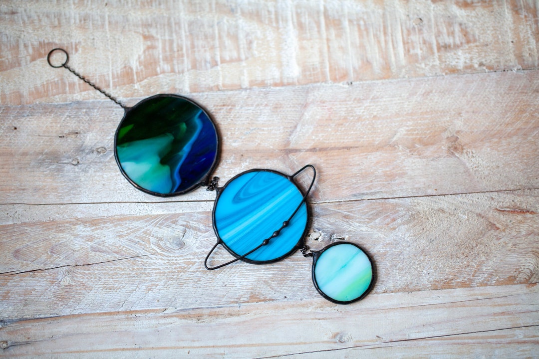 Planets Stained Glass Suncatcher Celestial Bodies Jupiter Saturn Earth ...