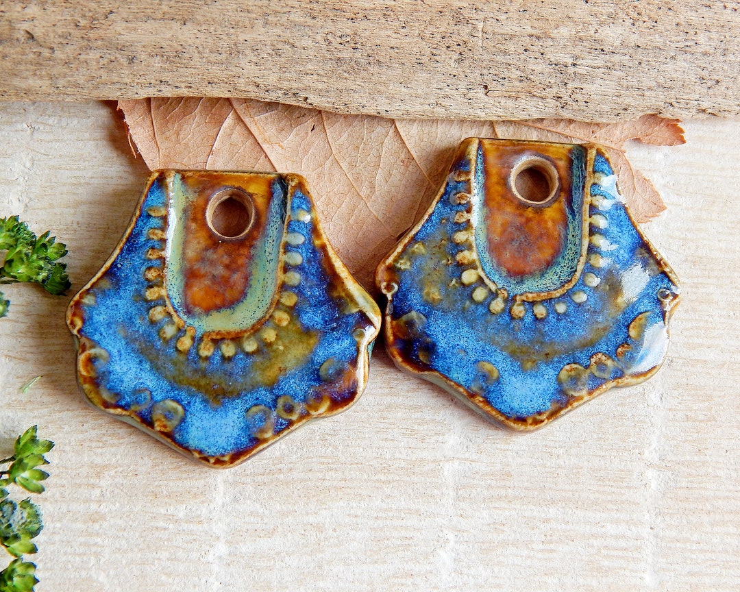 Tribal Earring Charms, Ethnic Earring Findings, Pair Ceramic Jewelry ...