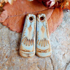 Rustic Artisan Charms Rectangle Ceramic Charms Pair Handmade - Etsy