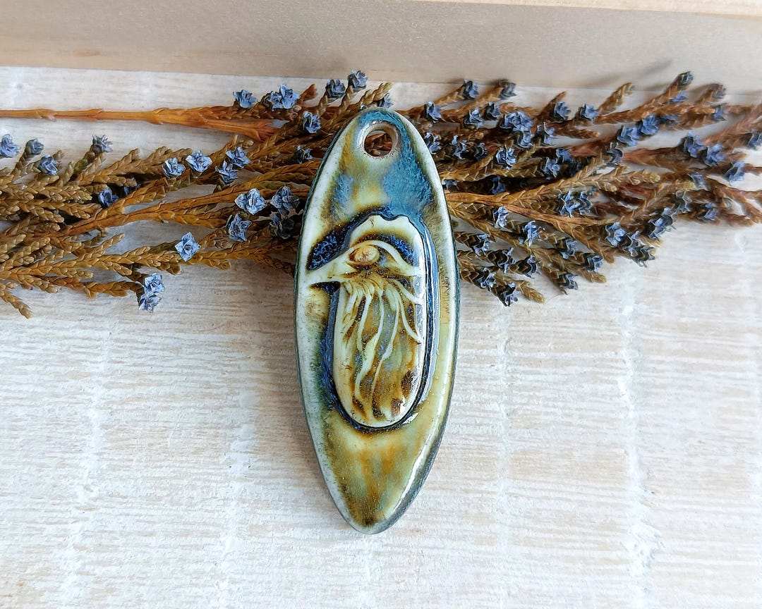 Artisan Raven Ceramic Pendant for Making Necklace, Crow Porcelain ...