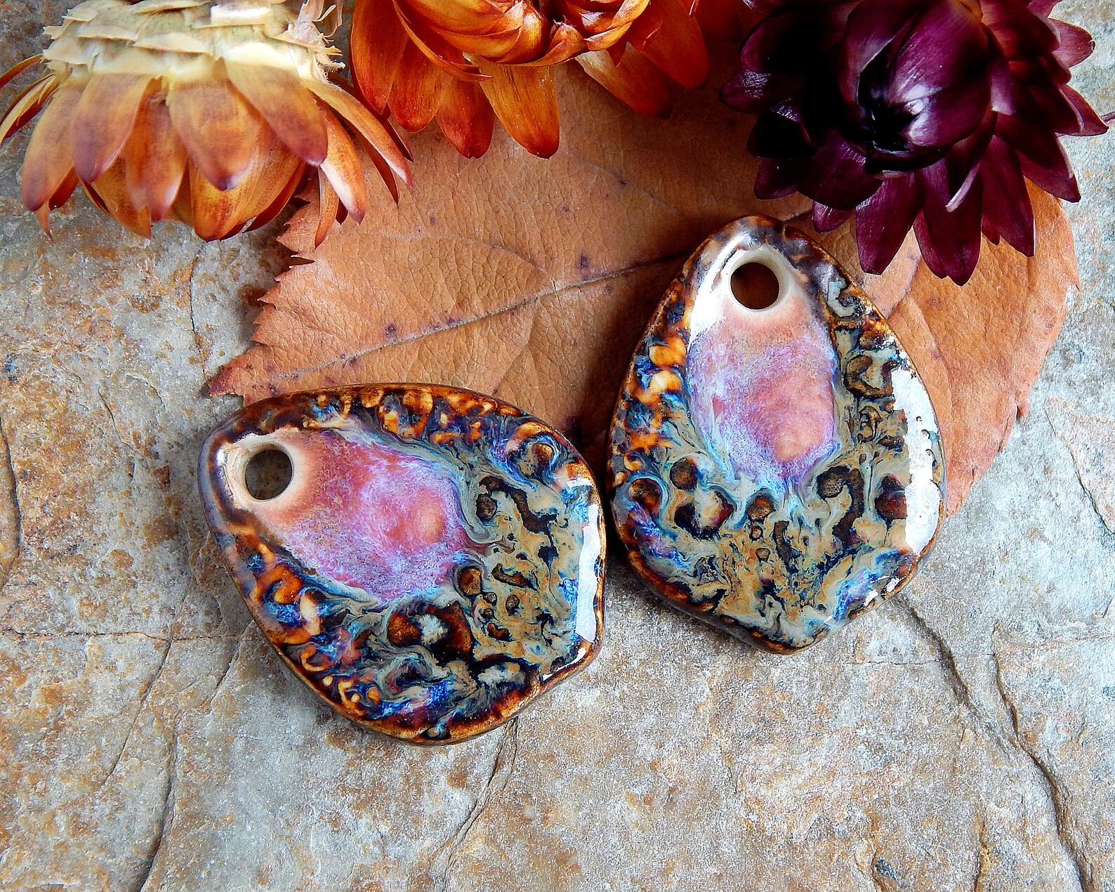 Drop Ceramic Earring Charms Earthy Pendants to Jewelry - Etsy