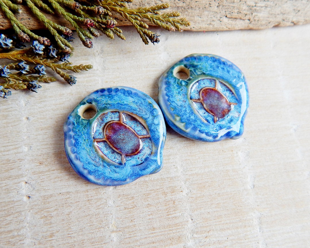Handmade Rustic Charms for Earrings, Boho Ceramic Pendants for Jewelry ...