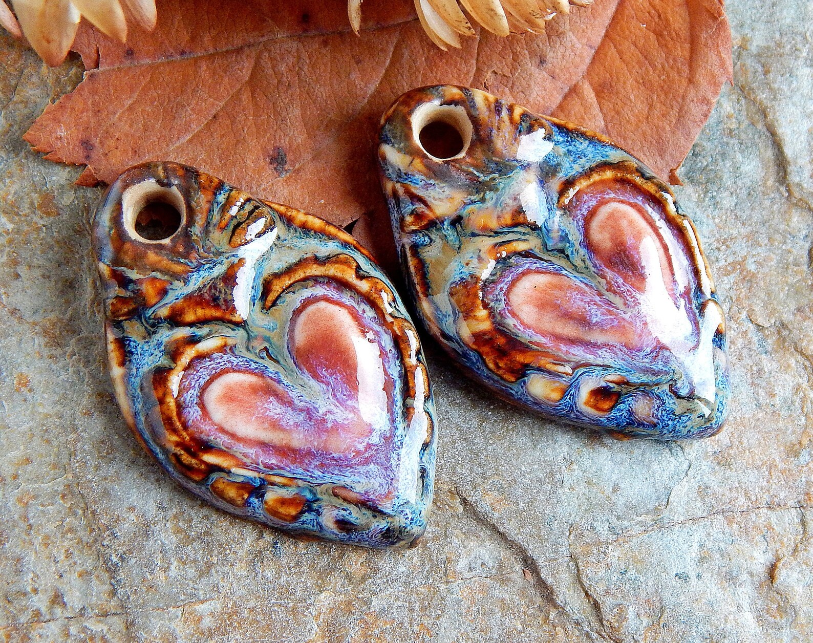Handmade Heart Charms, Artisan Ceramic Charms for Jewelry Making ...