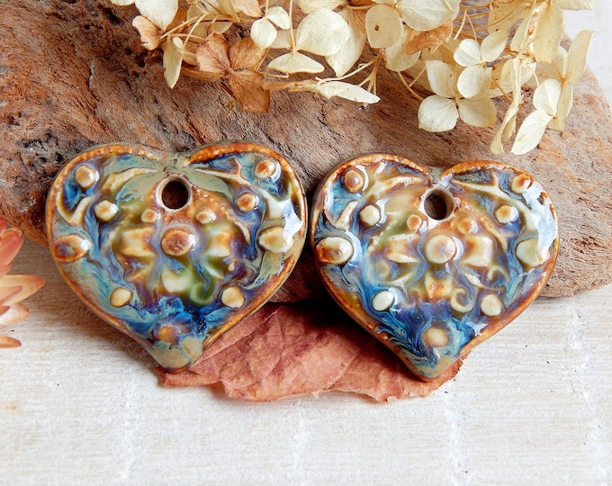 Ceramic Charms With Heart Pattern, Antique Design Pendant, Heart ...