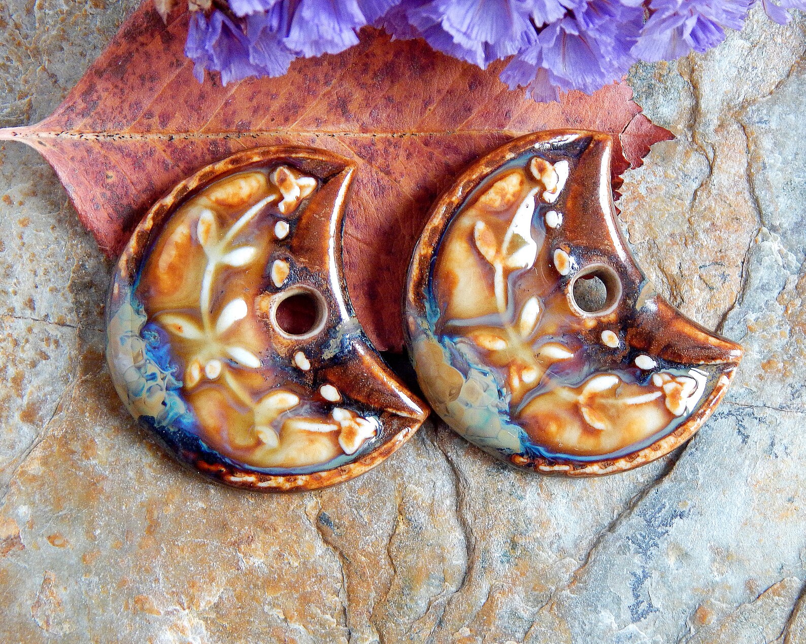 Statement 2 Charms Unique Dangling Ethnic Charms Half Moon - Etsy