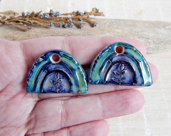 Rustic Artisan Heart Charms, Dangle Ceramic Earring Findings, Unique ...