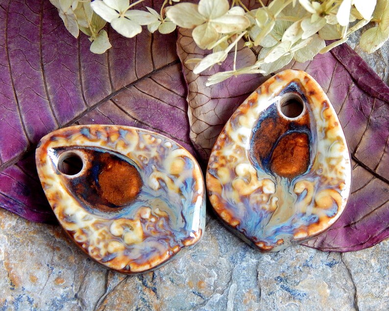 Artisan Drop Charms Earthy Ceramic Pendants Bohemian | Etsy