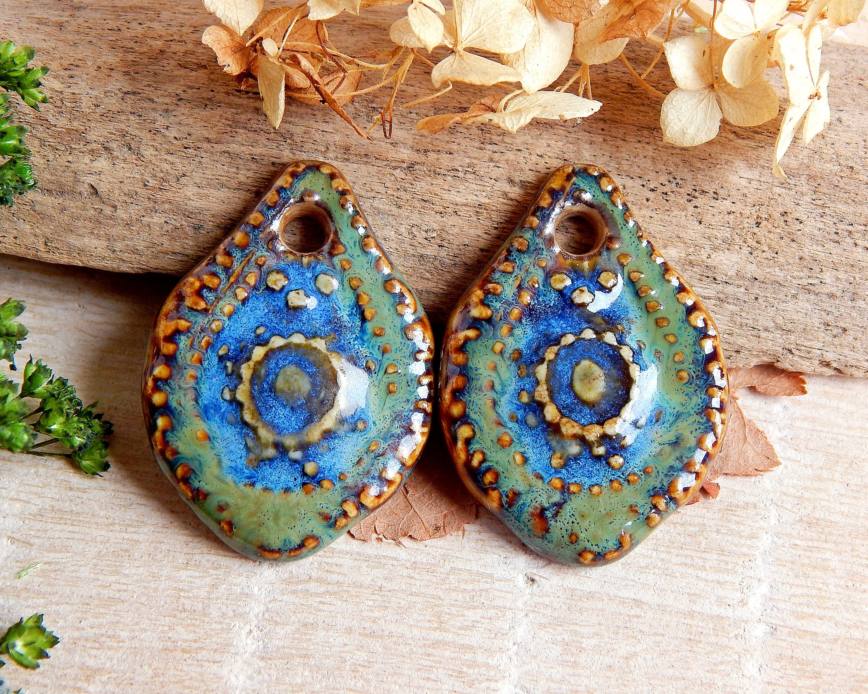 Artisan Drop Earring Charms Colorful Ceramic Pendants Boho Components Jewelry Making Charms Boho Ceramic Earrings Findings Etsy