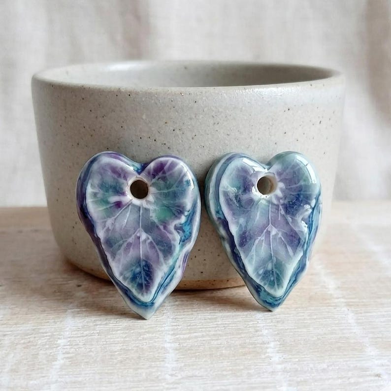 Handmade Porcelain Ivy Leaf Charms, Rustic Nature Jewelry Components ...